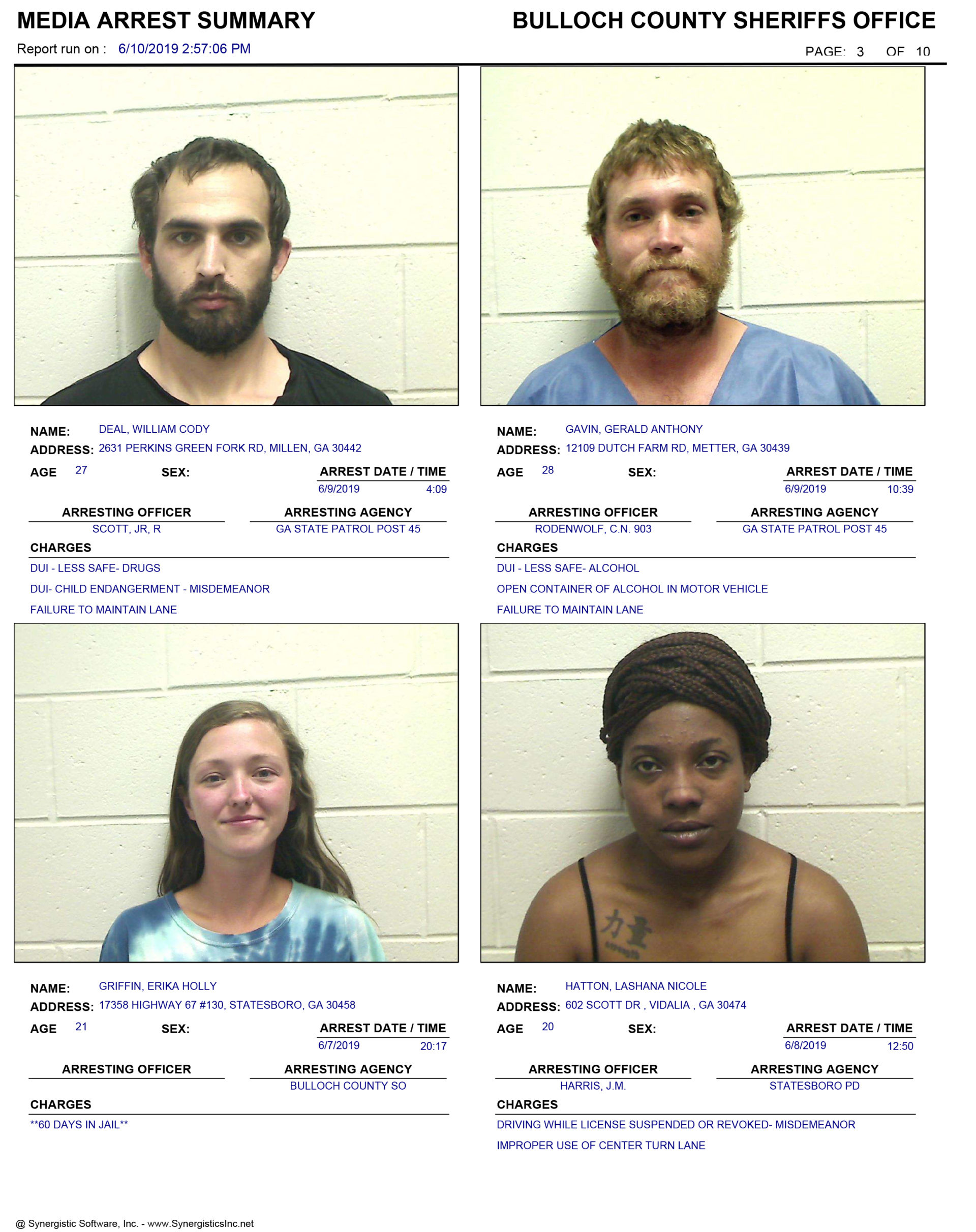 06/10/2019 Booking Report for Bulloch County - AllOnGeorgia