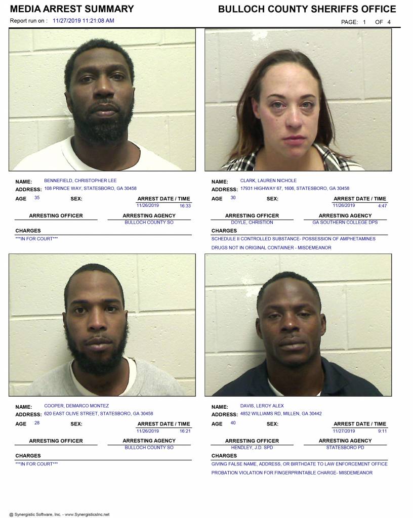 11/27/2019 Booking Report for Bulloch County - AllOnGeorgia