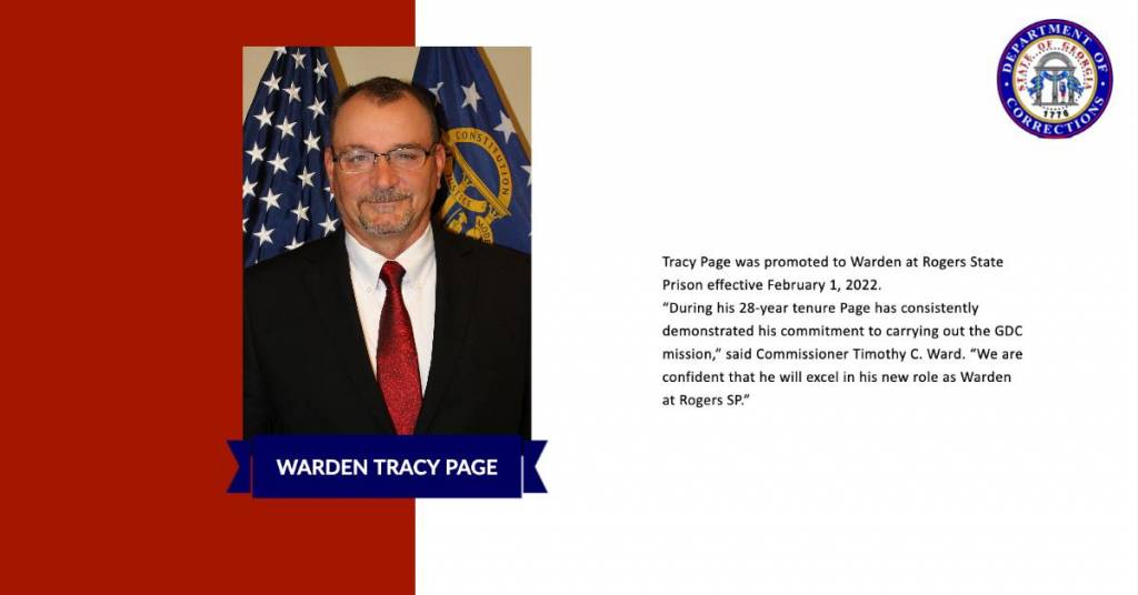 Tracy Page Promoted to Warden at Rogers State Prison in Georgia ...