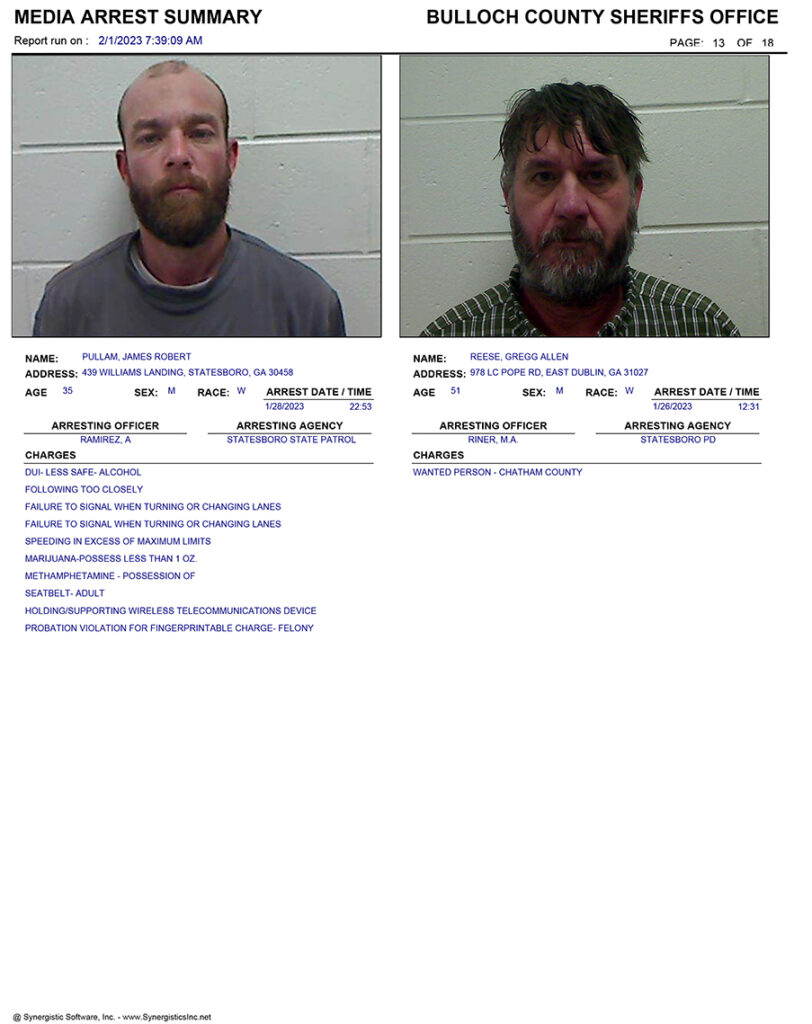 02/01/2023 Booking Report for Bulloch County - AllOnGeorgia