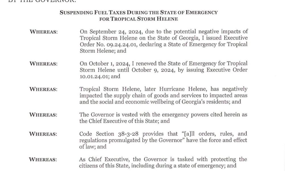 Governor Brian Kemp Halts Gas Tax Until State Of Emergency Ends