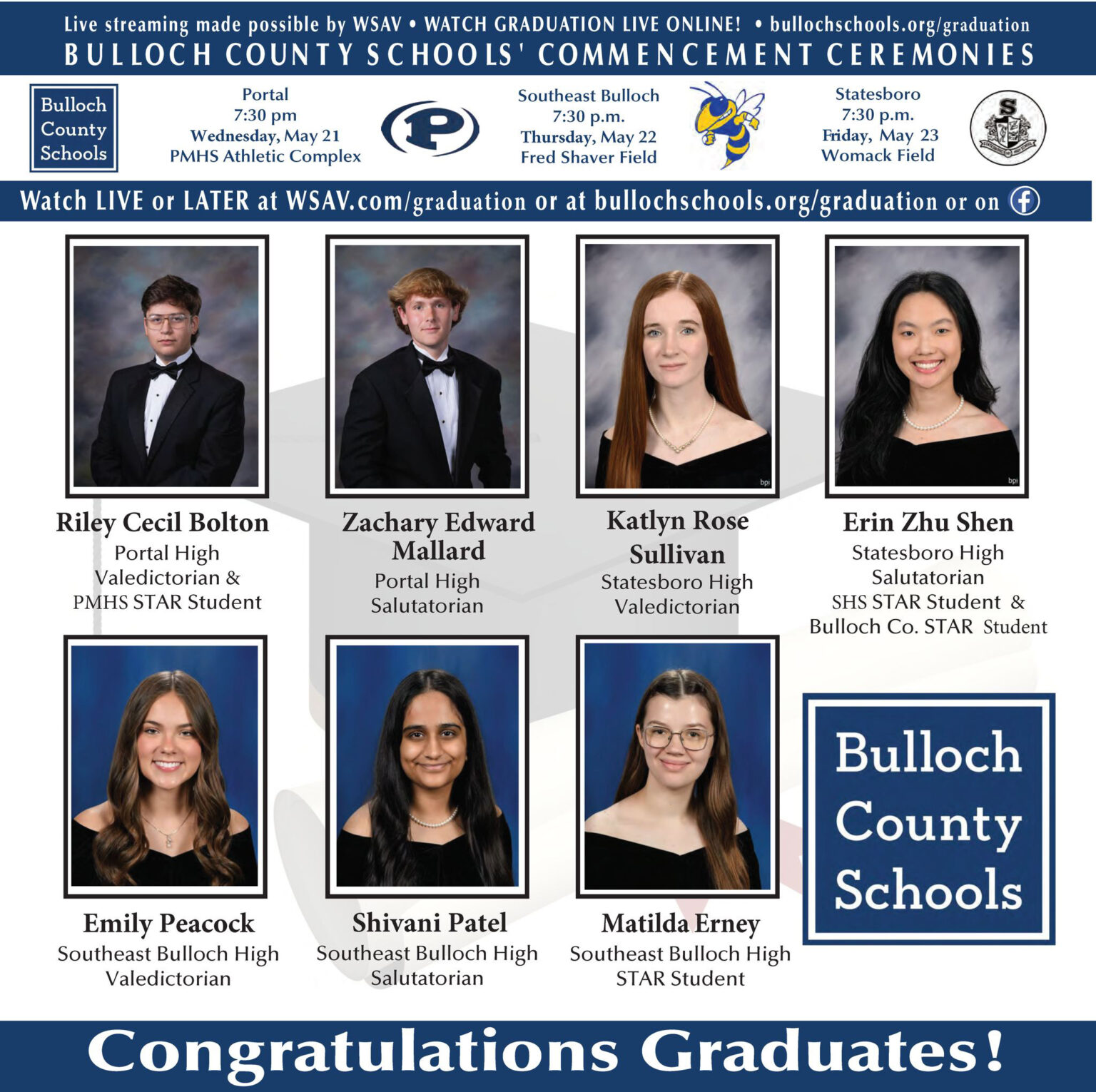 Bulloch County High Schools 2025 Graduation Ceremonies, Attend in ...