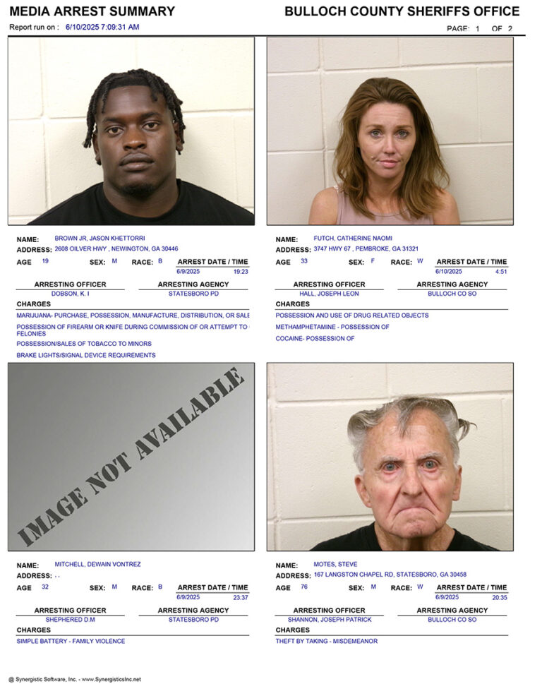 06/10/2025 Booking Report for Bulloch County - AllOnGeorgia